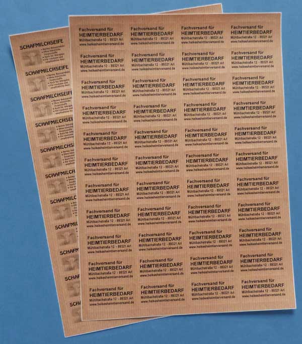 Packpapier-Etiketten für Laserdrucker auf A4-Bogen